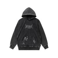 China Black Acid Washed Washed Vintage Oversized Unisex Polyester/Cotton Fleece Pullover Hoodie Winter Pocket Windproof Breathable for sale