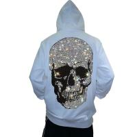 China Unisex Custom 100% Cotton Full Zip Hoodie with Rhinestone Embellishment Winter Wear with Silk Screen Printing for sale