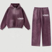 China Customized Men's Retro Super Large Hooded Sweatshirt Set Vintage Sportswear Heavy-Duty Washed Finish for Winter Warmth Sun for sale
