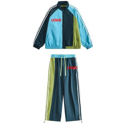 China Men's Retro Fashion Polyester Jacket Set Loose and Casual Two-Color Patch Autumn Season  Wear 3D Woven Pattern for sale