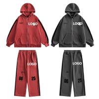 China Men's Casual Autumn 3D Hoodie and Sweatpants Set Sun Faded Acid & GSM Stone Washed 100% Cotton Knitted Weaving for sale