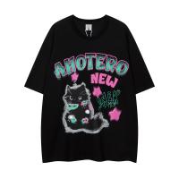 China Retro Vintage Dark Fun Personalized Men's Women's Oversized Knitted 100% Cotton Cartoon Print Breathable T-Shirt 230gsm Blank for sale