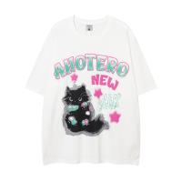 China Retro Vintage Dark Fun Personalized Men's Women's Oversized Knitted 100% Cotton Cartoon Print Breathable T-Shirt 230gsm Blank for sale