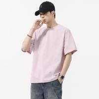 China Customized Breathable 75% Cotton 25% Polyester 210gsm Unisex O-Neck Casual Short Sleeve Print T-shirt Men Front Logo Oversized for sale