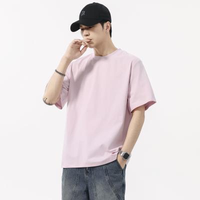 China Customized Breathable 75% Cotton 25% Polyester 210gsm Unisex O-Neck Casual Short Sleeve Print T-shirt Men Front Logo Oversized for sale
