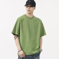 China Customized Breathable 75% Cotton 25% Polyester 210gsm Unisex O-Neck Casual Short Sleeve Print T-shirt Men Front Logo Oversized for sale