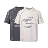 China Men's Vintage Style Short Sleeve Quick Dry Breathable Compressed T-Shirt Letter Design O-Neck Cotton-Polyester-Blend 180 Grams for sale
