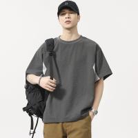 China Oversized Solid Vintage Knitted Quick Dry Foam Short Sleeve T-shirt Men's Summer Thin Ice Silk Cool Neck 100% Polyester OEM for sale