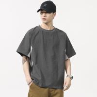 China Oversized Solid Vintage Knitted Quick Dry Foam Short Sleeve T-shirt Men's Summer Thin Ice Silk Cool Neck 100% Polyester OEM for sale