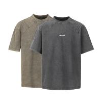 China Mocha Brown Retro Heavy Regular Sleeve 100% Cotton Breathable T-shirt Men Summer Water Washed Oversized Blank Design Top OEM for sale