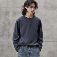 China 330G Heavy-duty Thick O-Neck Men's Short Sleeve Knitted Oversized Vintage Blank T-shirt Spring Autumn 100% Cotton Wrinkle for sale