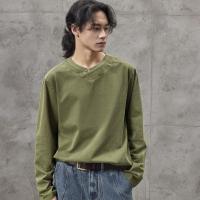 China 330g Heavy-Duty 100% Cotton Breathable Vintage Knitted Blank Regular Fit Men's Autumn Solid Color Long Sleeve O-Neck T-Shirt OEM for sale