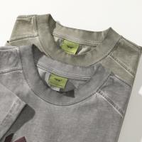 China 300g 100% Cotton Knitted Oversized Solid Vintage Breathable Letter Printed Washed T-shirt OEM Short Sleeved ODM for sale