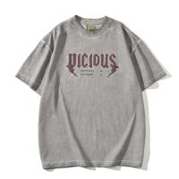 China 300g 100% Cotton Knitted Oversized Solid Vintage Breathable Letter Printed Washed T-shirt OEM Short Sleeved ODM for sale
