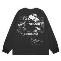 China Factory Customized Cotton/Polyester 280g Washed Blank Vintage Breathable Rock Long Sleeve T-shirt Oversized Fit for sale