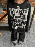 China Factory Customized Cotton/Polyester 280g Washed Blank Vintage Breathable Rock Long Sleeve T-shirt Oversized Fit for sale