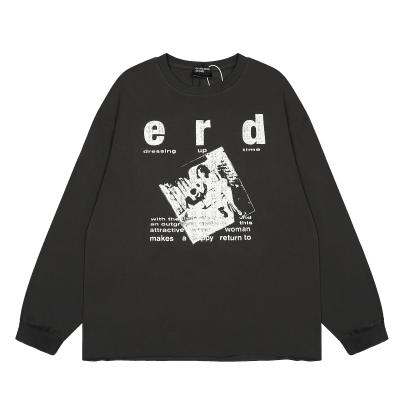 China Heavy Duty Washed Loose 100% Cotton Long Sleeve Vintage Couples T-Shirt 280 Grams Breathable Oversized Unisex Digital Print for sale