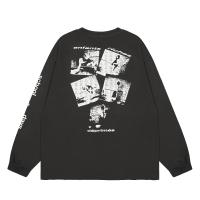 China Heavy Duty Washed Loose 100% Cotton Long Sleeve Vintage Couples T-Shirt 280 Grams Breathable Oversized Unisex Digital Print for sale