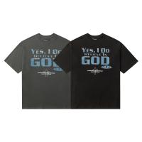 China Knitted Printed Short Sleeved Men's and Women's Oversized Casual Round Neck 100% Cotton 260g Breathable Washed Worn T-shirt OEM for sale