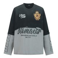 China Custom Men's Vintage Printed Knitted Pattern Long Raglan Sleeve Hoodie 100% Cotton 300g Breathable Oversized Fit Retro Washed for sale