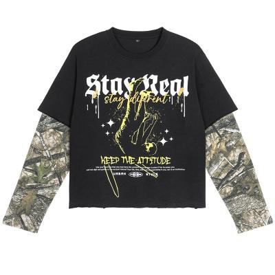 China Custom Logo Service Men's Vintage Sporty Oversized Loose-Fit Regular Sleeve Knitted Blank T-Shirt 100% Cotton Breathable Print for sale