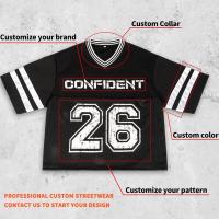 China OEM ODM Supported Retro American Oversized Velour Sporty Printed T-shirt Contrast Trim Premium Brand Men's Regular Sleeve Quick for sale
