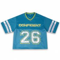China OEM ODM Supported Retro American Oversized Velour Sporty Printed T-shirt Contrast Trim Premium Brand Men's Regular Sleeve Quick for sale