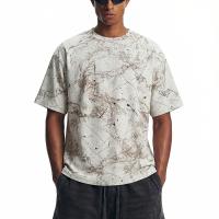 China Vintage City Boy Men's Oversized Printed Knitted T-Shirt 65% Cotton 30% Polyester 5% Spandex 200g Cool Stretch Breathable Short for sale