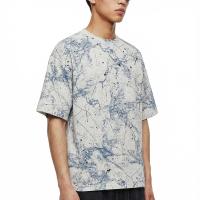 China Vintage City Boy Men's Oversized Printed Knitted T-Shirt 65% Cotton 30% Polyester 5% Spandex 200g Cool Stretch Breathable Short for sale