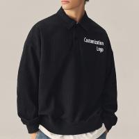 China Men's 100% Pure Cotton Thick Oversized French for Polo Shirt Soft Stand Collar Customized Logo Casual Street Style Button Winter for sale