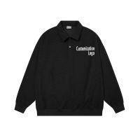 China Men's 100% Pure Cotton Thick Oversized French for Polo Shirt Soft Stand Collar Customized Logo Casual Street Style Button Winter for sale