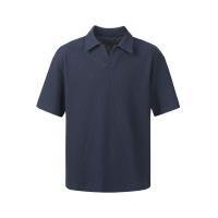 China Men's Plus Size Golf Collar Short Sleeve Printed Knitted T-Shirt 220g Cotton-Polyester Blend Vintage Style Breathable Fabric ODM for sale