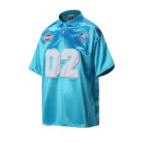China Custom 100% Polyester Woven ODM Baseball Short Sleeve Sky Blue Embroidered Breathable Reflective Hip Hop Street Dance T-shirt for sale