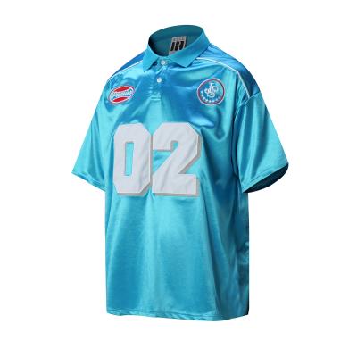 China Custom 100% Polyester Woven ODM Baseball Short Sleeve Sky Blue Embroidered Breathable Reflective Hip Hop Street Dance T-shirt for sale