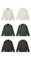 China Customized ODM Seagull-Collar Breathable Waffle Knitted Long Sleeve Pattern Letter Design Pure Color Turtleneck 100% Polyester for sale
