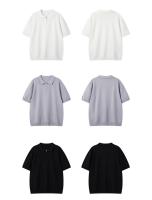 China Custom Embroidered Zipper for Shirt Breathable Viscose Polyester Unisex Short Sleeve Knitted Solid 240g Men Women for sale