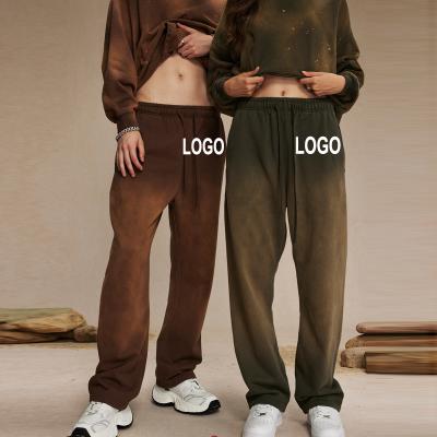 China 2024 Autumn American Trendy Brand Spray Dyeing Used Men's Straight Embroidered Formal Loose Drawstring Retro Washed Bathroom for sale