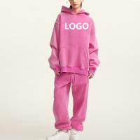 China Customizable Men's Vintage Hooded Sportswear Set Breathable 100% Cotton Knitted Fabric Casual Long Sleeve Warm Pullover Autumn for sale