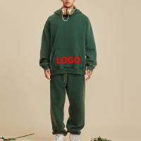 China Customizable Men's Vintage Hooded Sportswear Set Breathable 100% Cotton Knitted Fabric Casual Long Sleeve Warm Pullover Autumn for sale