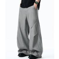 China Men's Breathable Canvas Sporty Mid Waist Pleated Front Baggy Trousers 80% Polyester 20% Viscose Loose Fit Streetwear Pants for sale