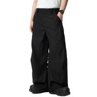 China Men's Breathable Canvas Sporty Mid Waist Pleated Front Baggy Trousers 80% Polyester 20% Viscose Loose Fit Streetwear Pants for sale