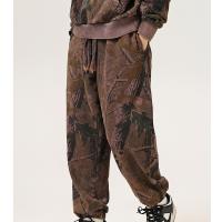 China Custom Camo Canvas Heavyweight 100% Cotton Mid Sweatpants Men's Forest Leaf Print Loose Fit Joggers Streetwear OEM ODM for sale