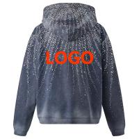 China Custom Design 100% Cotton Winter 3D Sparkly Zip-Up Hoodie with Rhinestone Bling Bling Detail ODM Casual Wear for Unisex for sale