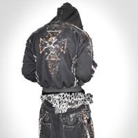 China Custom Gradient Leopard Print Digital Printed Striped Hooded Sweatshirt Set Wide Zippers 100% Cotton Washed Technique Winter ODM for sale