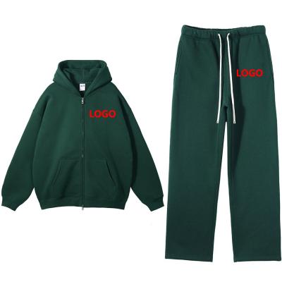 China High Quality 100% Cotton Oversized Jogging Tracksuit Custom Logo Solid Heavyweight Streetwear Hoodies Sweatpants Sets Vintage for sale