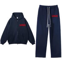 China High Quality 100% Cotton Oversized Jogging Tracksuit Custom Logo Solid Heavyweight Streetwear Hoodies Sweatpants Sets Vintage for sale