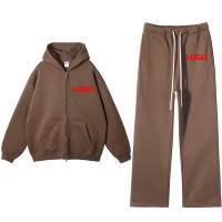 China High Quality 100% Cotton Oversized Jogging Tracksuit Custom Logo Solid Heavyweight Streetwear Hoodies Sweatpants Sets Vintage for sale