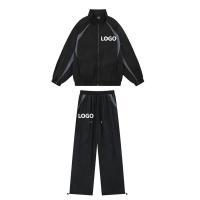 China Men's Casual Two-Piece Set Long Sleeve Quick Dry Jogger Sports Trousers Winter Sports Tracksuits Solid Pattern Patchwork Color for sale
