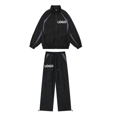 China Men's Casual Two-Piece Set Long Sleeve Quick Dry Jogger Sports Trousers Winter Sports Tracksuits Solid Pattern Patchwork Color for sale