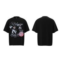 China Men's Short Sleeve Jersey T-Shirt Hip Hop Washed Character Animal Floral Print 100% Cotton Breathable Knitted for Summer Casual for sale